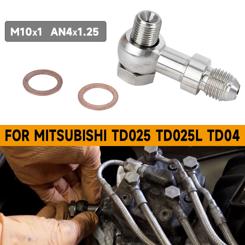 1 Set Turbo Oil Feed Banjo Bolt Kit M10x1.25 to 4AN Turbo Oil Feed for ...