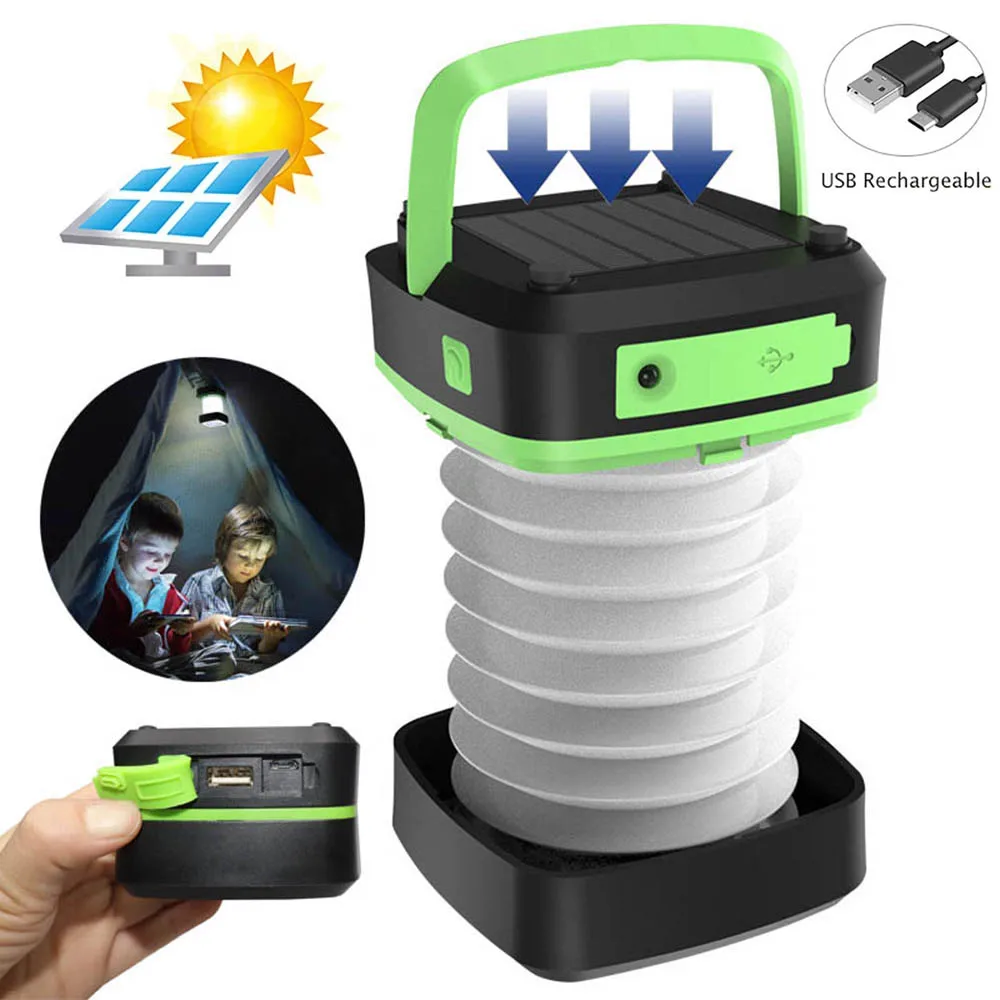 New Portable Collapsible Led Lanterns Lamp Solar Power Usb Rechargeable ...