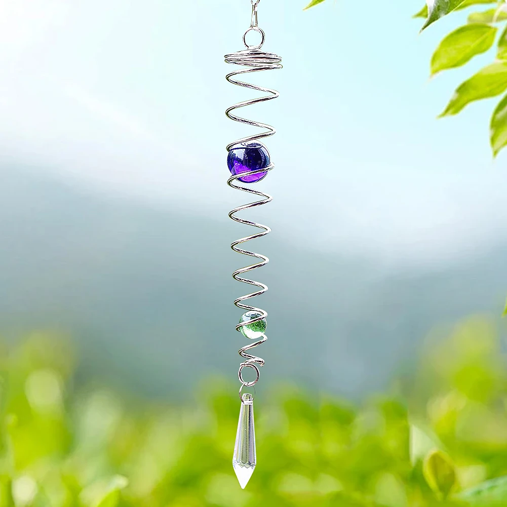 Spiral Wind Spinner Stabilizer Crystal Gazing Ball Hanging Wind Chime ...