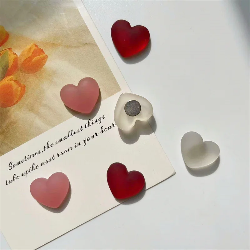 6pcs Refrigerator Magnet Set Frosting Pink Heart Magnetic Decor ...
