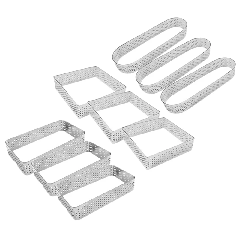 Stainless-Steel-9-Pcs-Perforated-Oval-Rectangular-Square-Tart-Rings ...