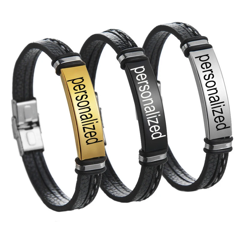 Personalized-Stainless-Steel-Band-Bracelet-For-Men-Women-Fashion ...