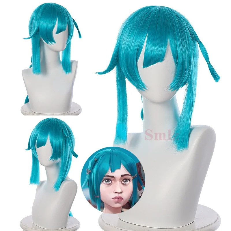 Lol Arcane The Loose Cannon Powder Young Jinx Cosplay Wig Blue Braided ...