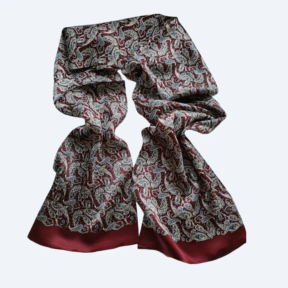 Men-s-100-Silk-Scarf-Paisley-Long-Double-Layer-Neckerchief-Cravat ...