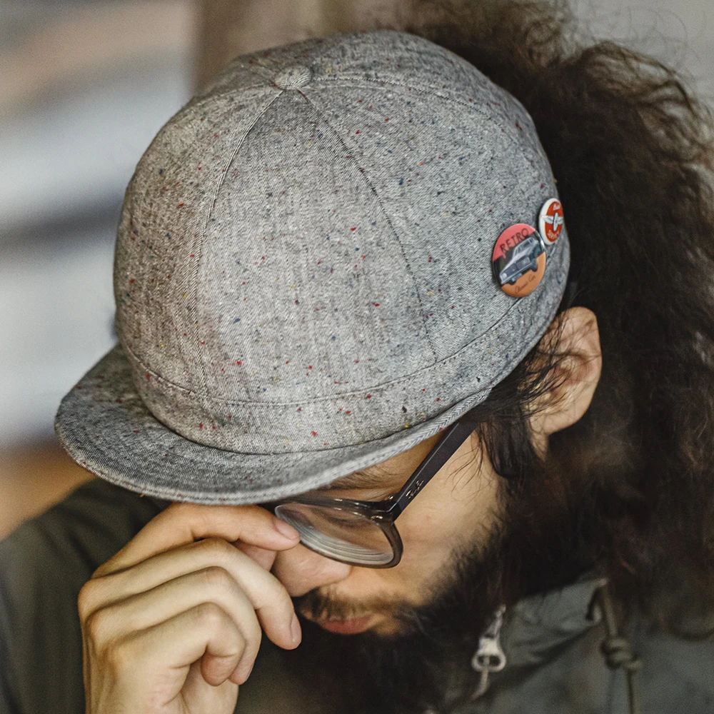 Maden-Retro-Blended-Colorful-Dot-Yarn-Fabric-Short-Brim-Hat-Gray-with ...
