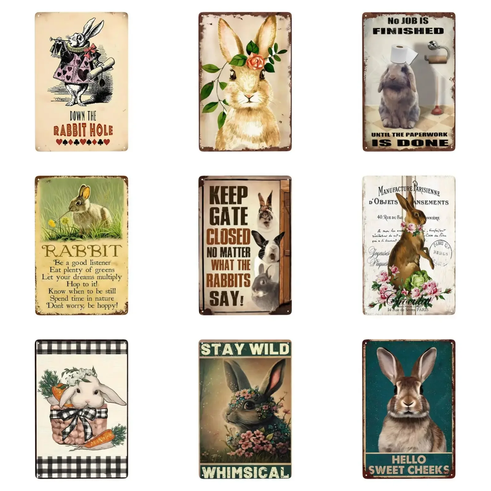 1pc Rabbit Metal Sign No Matter What The Rabbits Say Retro Signs Rustic ...