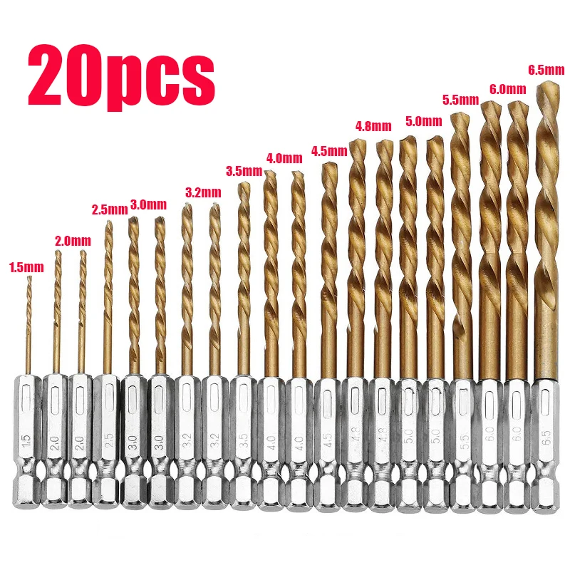 13-20Pcs-1-4-6-35mm-Hex-Schaft-1-5-6-5mm-Bohrer-Hohe-Geschwindigkeit ...