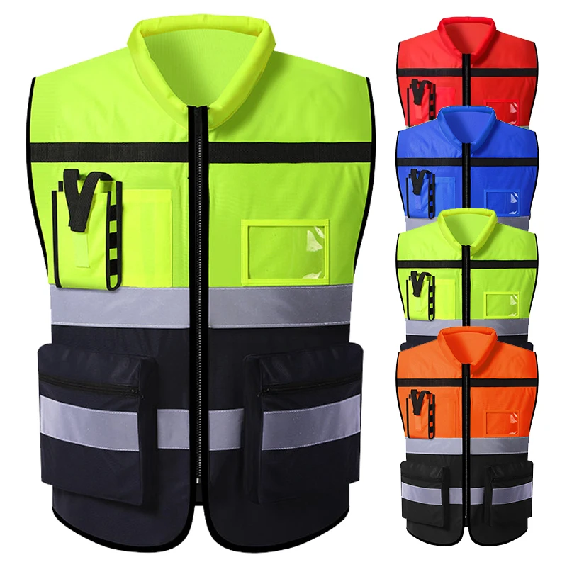 High Visibility Security Reflective Vest Multi Pockets Reflective Vest ...
