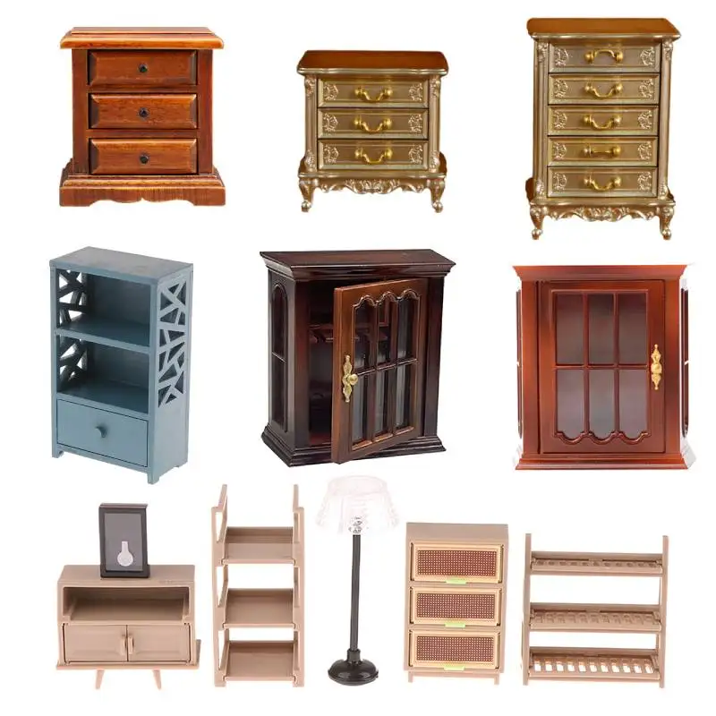 Miniature Chestnut Bedside Table Chest Of Drawers Storage Cabinet 1:12 ...