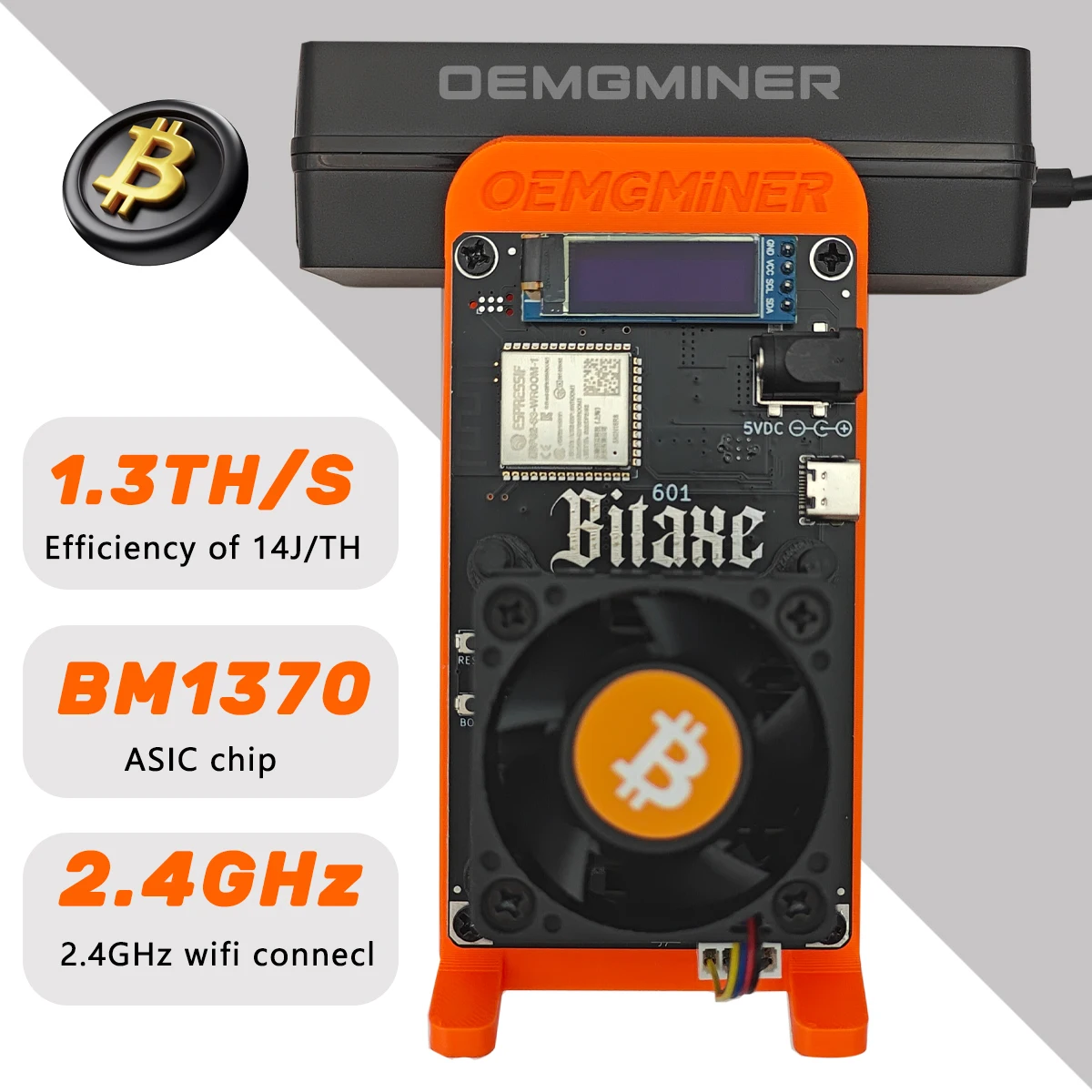 2025 Latest Gamma 601 1.3th/s 18W Open Source Bitcoin Dual Fans ASIC ...