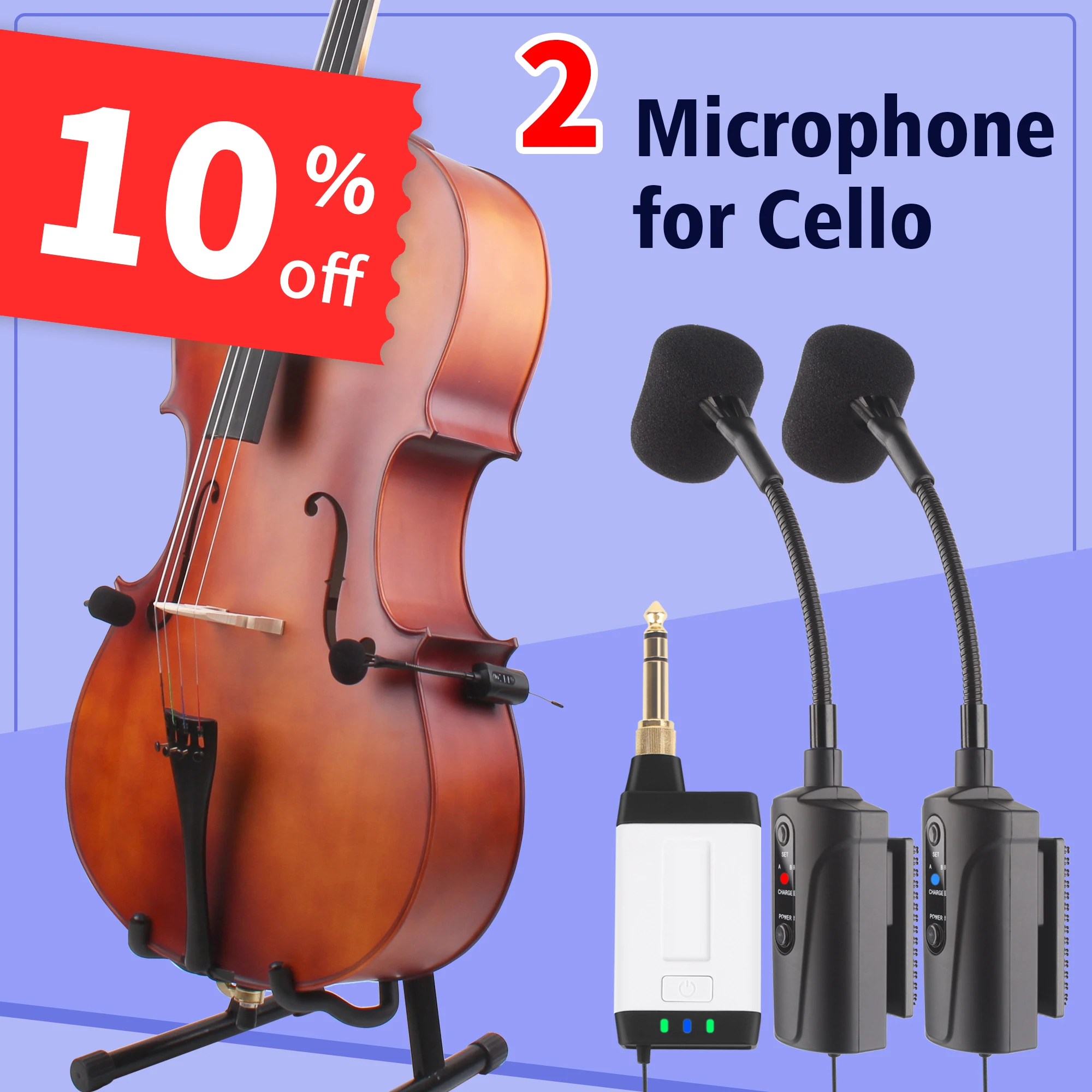 Microfone de violoncelo com 2 transmissor Q2/AT-5C sem fio uhf mic ...