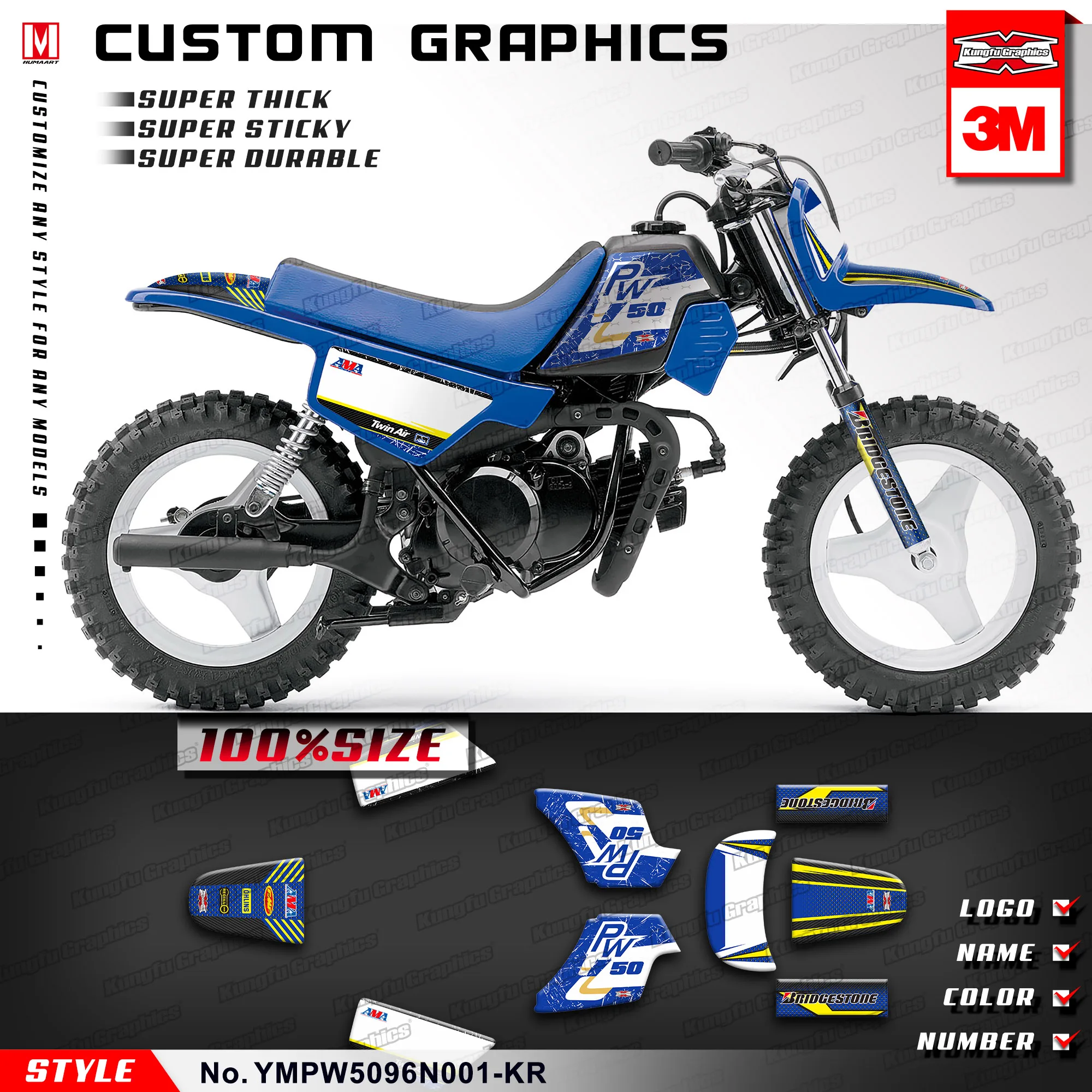 KUNGFU GRAPHICS PW 50 Sticker Kit Custom Full Vinyl Wrap PVC Decal for ...