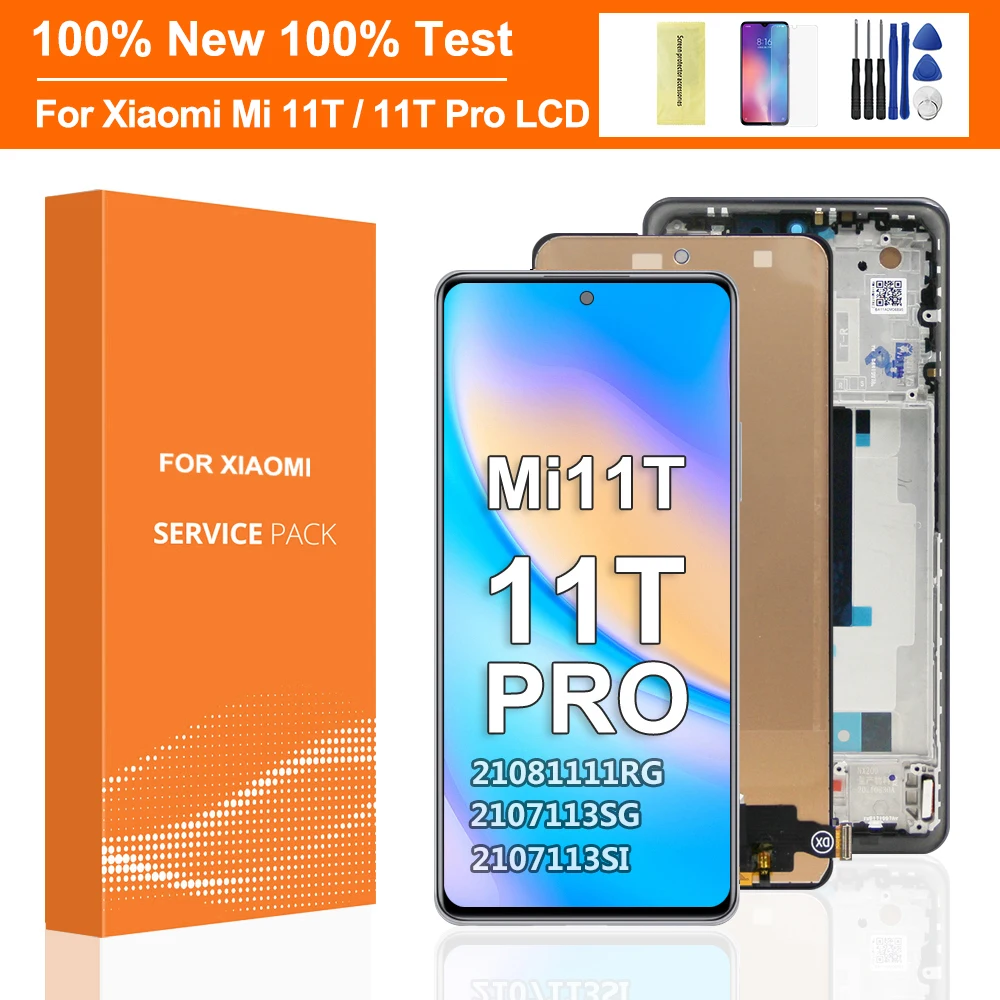 100% Tested Mi 11T Display Replace For Xiaomi Mi 11T Pro LCD 2107113SG ...