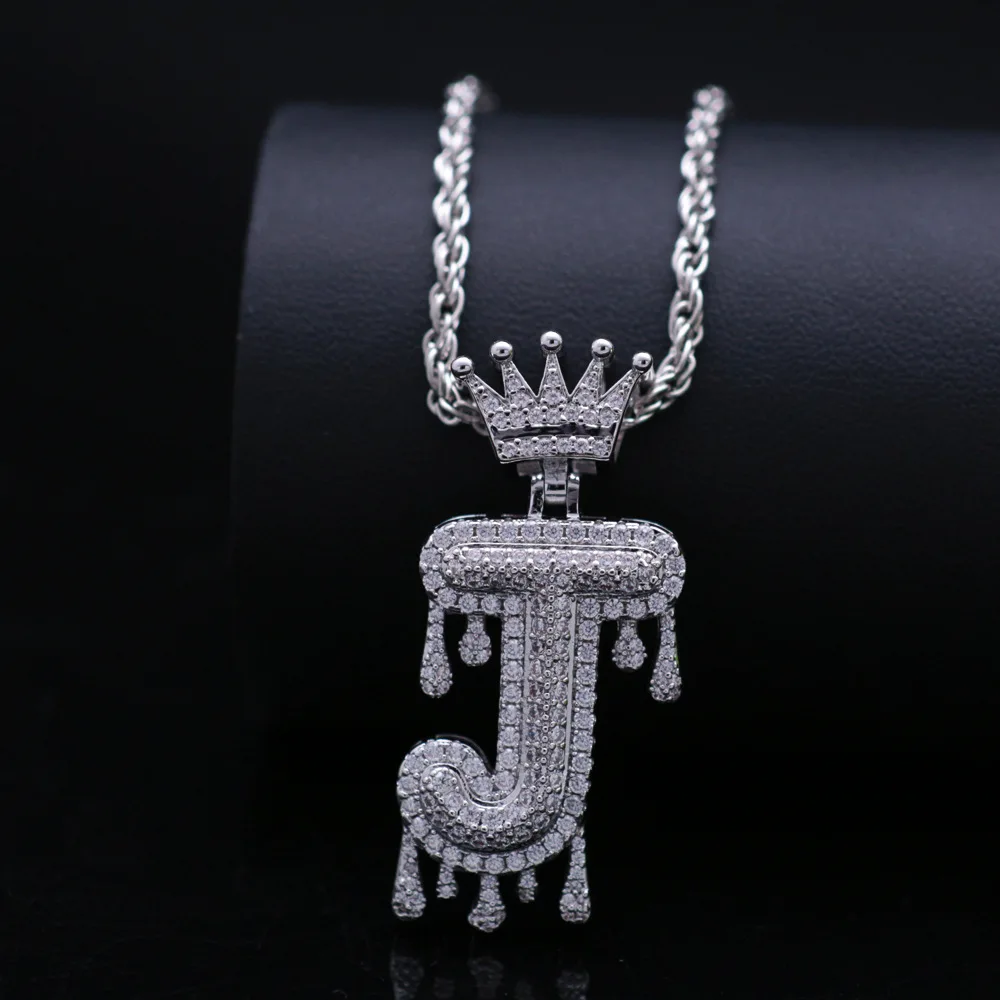 Хип-хоп Iced Out Bling Cubic A-Z Drip Crown Циркон Начальные буквы ...