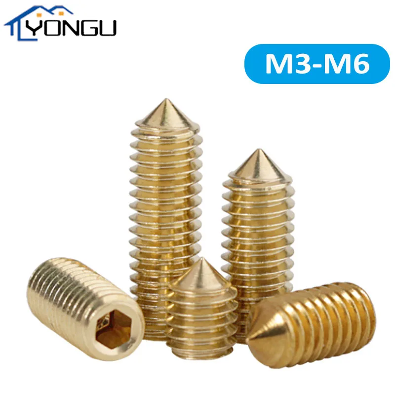 Brass-Cone-Point-Set-Screws-Bolt-Copper-Steel-Allen-Head-Hex-Hexagon ...