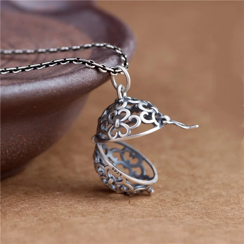 Sterling Silver Openable Hollowed Out Retro Literary Personality Sachet ...