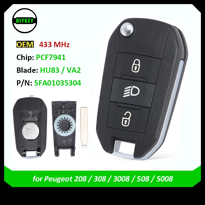 DIYKEY-Original-OEM-Flip-Remote-Key-Fob-3-Button-434MHz-HITAG-PCF7941 ...