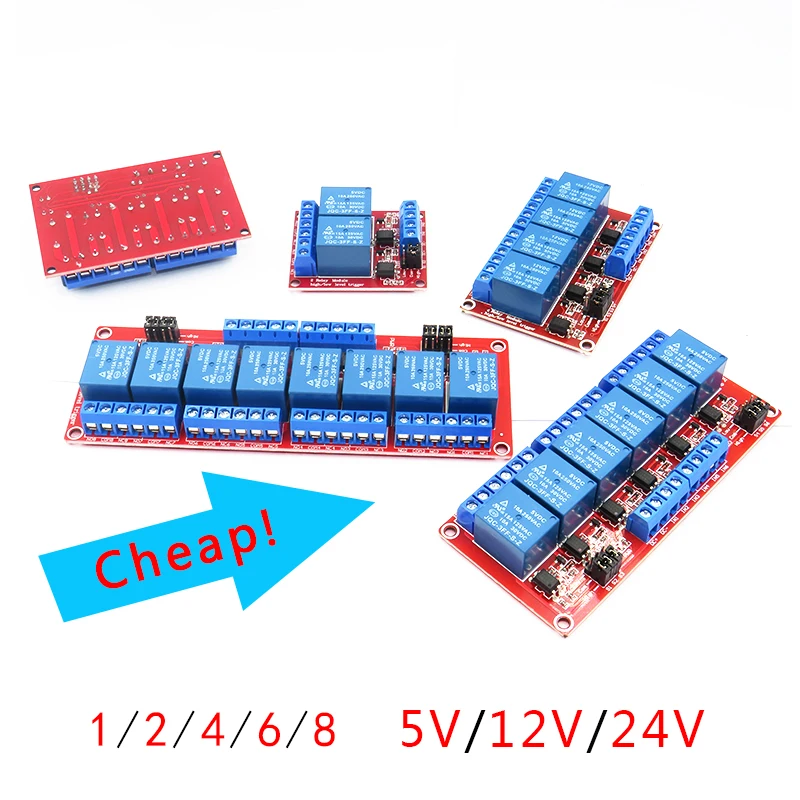 2pcs-1-2-4-8-way-5V12V24V-relay-module-with-optocoupler-isolation ...