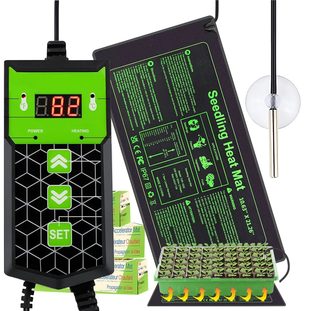 10x20.75" 27W Garden Seedling Heated Mats with Adjustable Thermostat ...