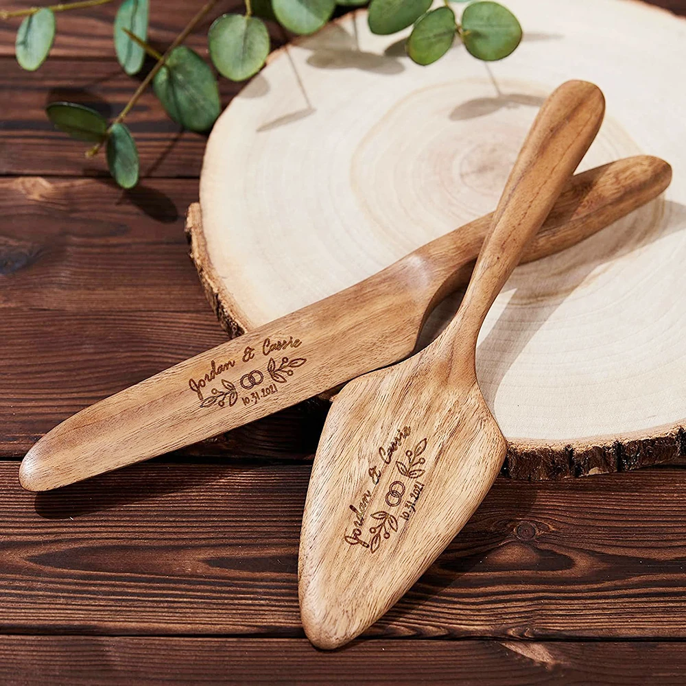 Custom-Unique-Wood-Cake-Server-Set-for-Bridal-Wedding-Personalized ...