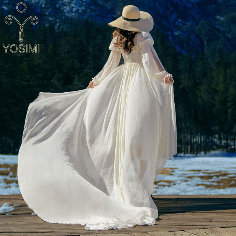 YOSIMI vestidos de 2 piezas de encaje y gasa para mujer, vestido largo ...