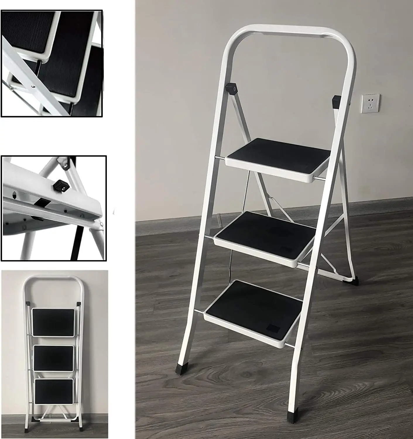 Portable-Foldable-3-Step-Steel-Ladder-Non-Slip-Tread-Stepladder-Safety ...