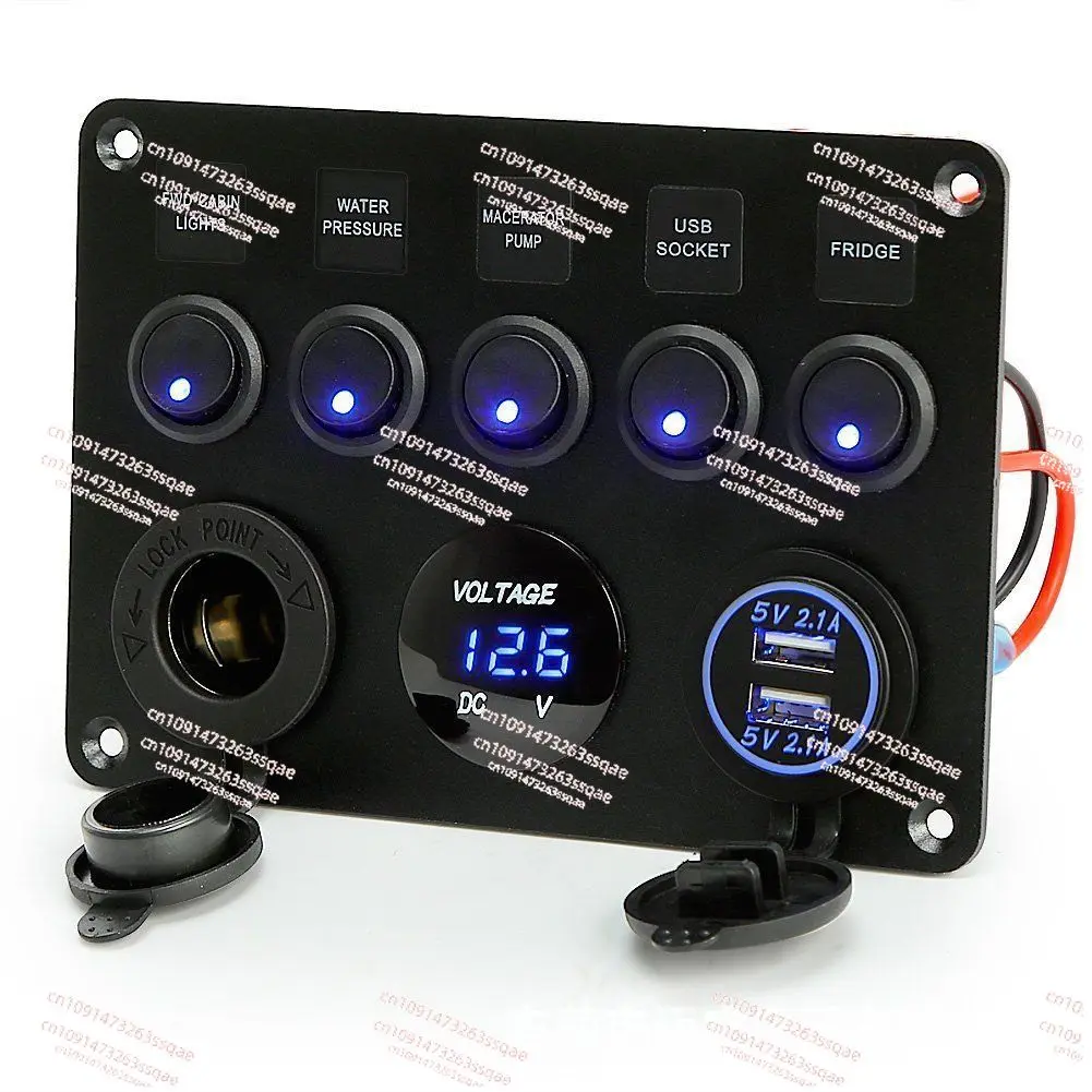 5-Position cat's eye round switch panel combination USB voltmeter ...