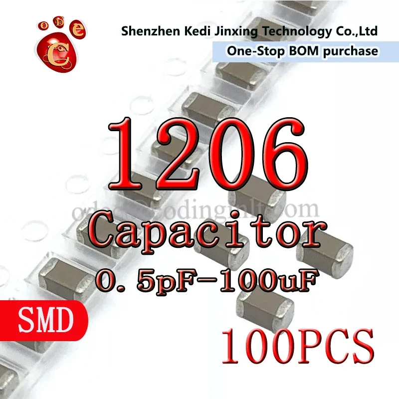100PCS 1206 Capacitor 50V 6.8nF 10nF 18nF 22nF 33nF 47nF 56nF 68nF ...