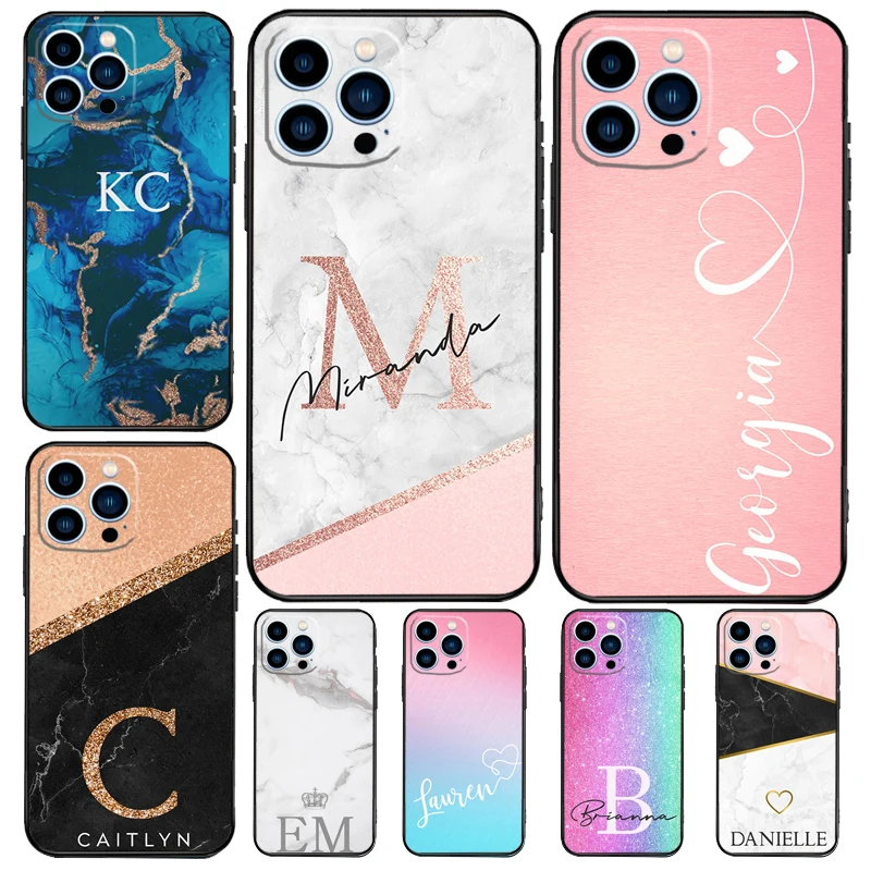 Personalised-custom-name-initials-Case-For-iPhone-15-16-14-13-12-11-Pro ...