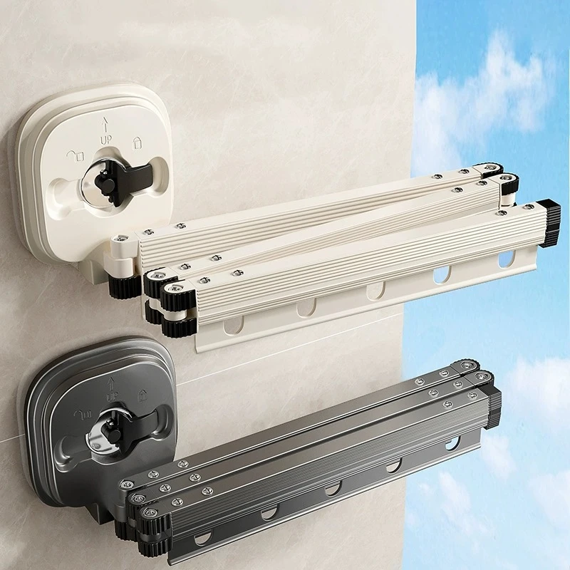 Suction Cup Retractable Cloth Drying Rack Household Wall Mount Laundry ...
