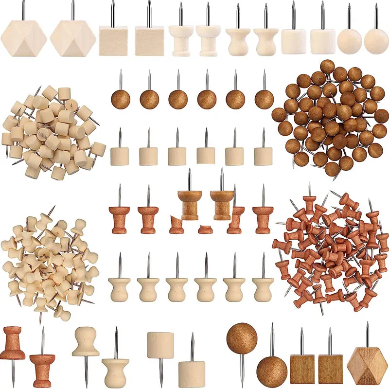 20-50Pcs-Wood-Push-Pin-Decor-Thumb-Tacks-Wooden-Head-Pin-Wood-Map-Tacks ...