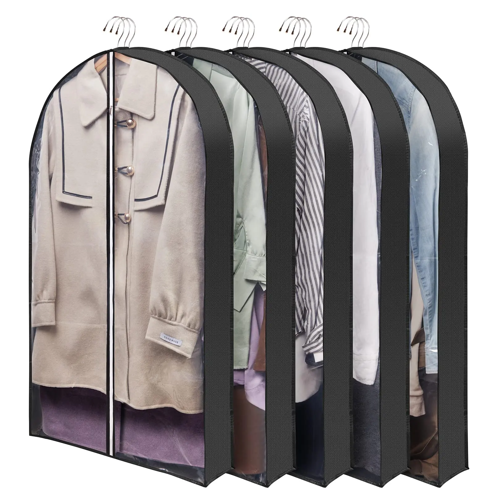 5Pcs Hanging Clothes Dust Covers Coat Suit Storage Bag Home Dustproof ...