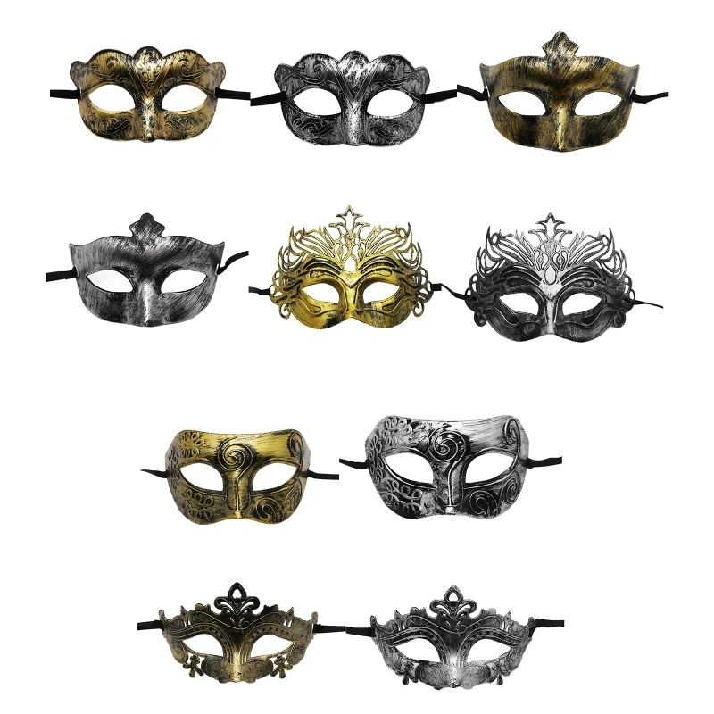 41QC Vintage Eye Mask Metallic Cosplay Masks Costume Halloween Eye Mask ...