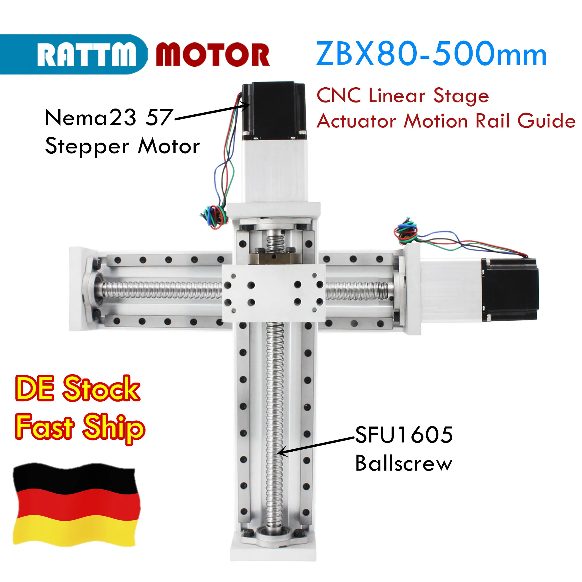 【EU Stock】ZBX80 80mm-600mm Effective Stroke Ballscrew 1605 CNC Linear ...