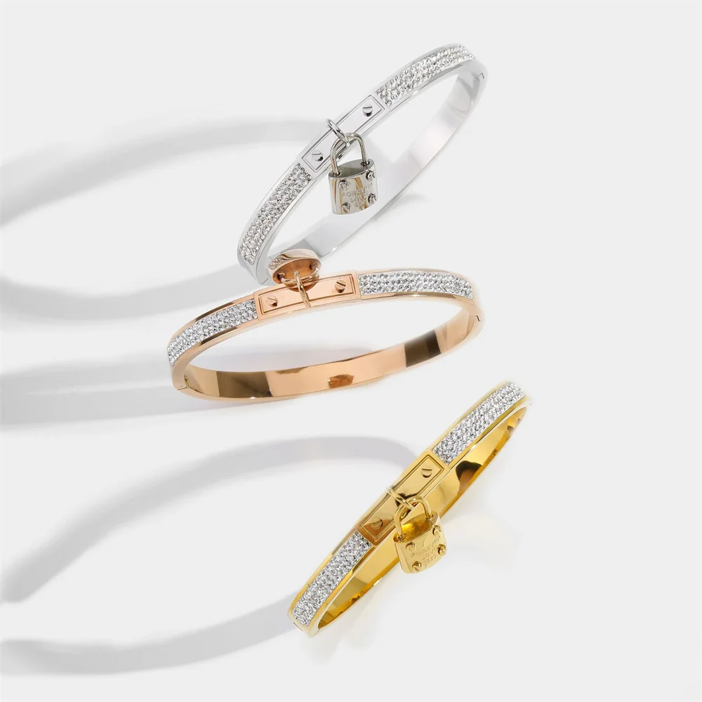 Summer-Stainless-Steel-Lock-Bangles-European-American-Style-Rose-Gold ...