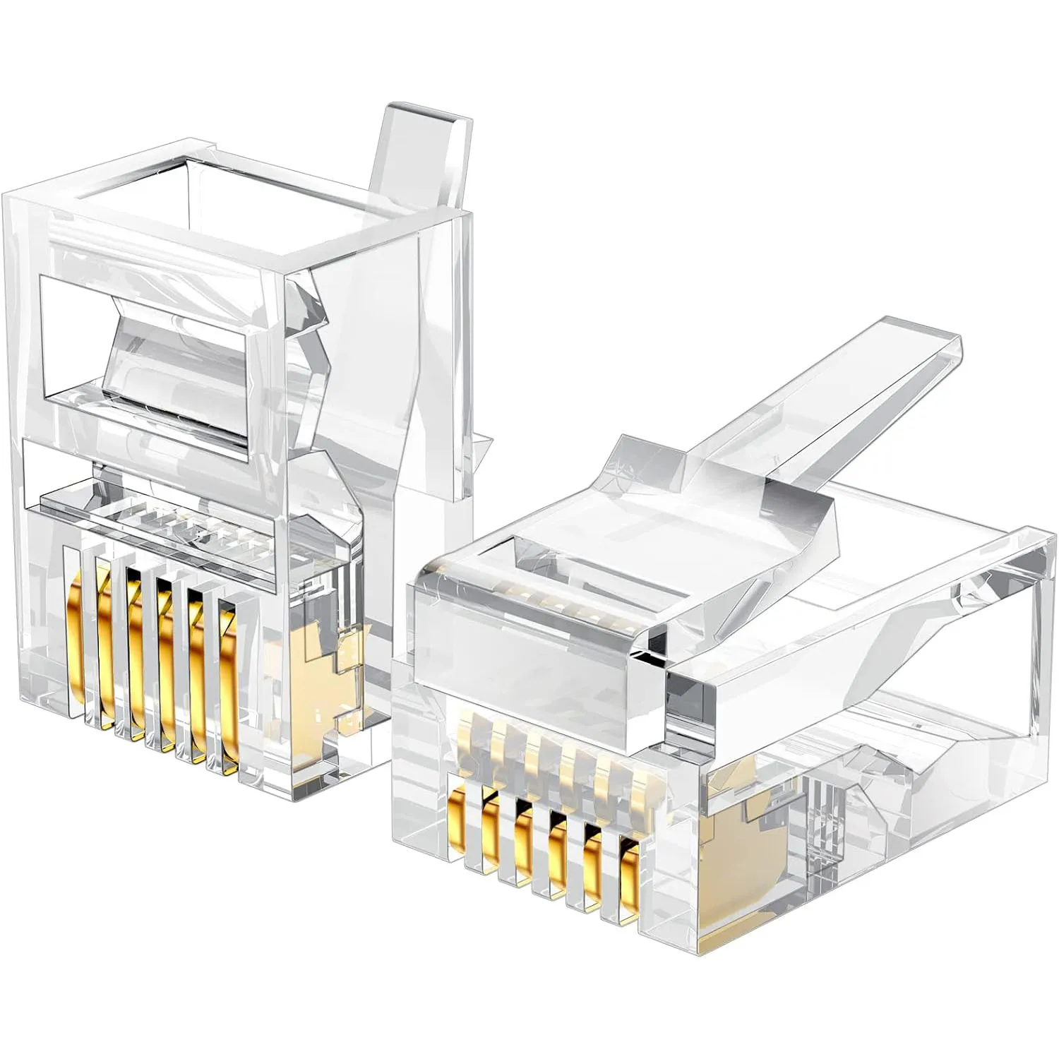 100Pcs-6P6C-4P4C-RJ12-RJ9-Crystal-Head-Modular-Plug-Gold-Plated-Network ...