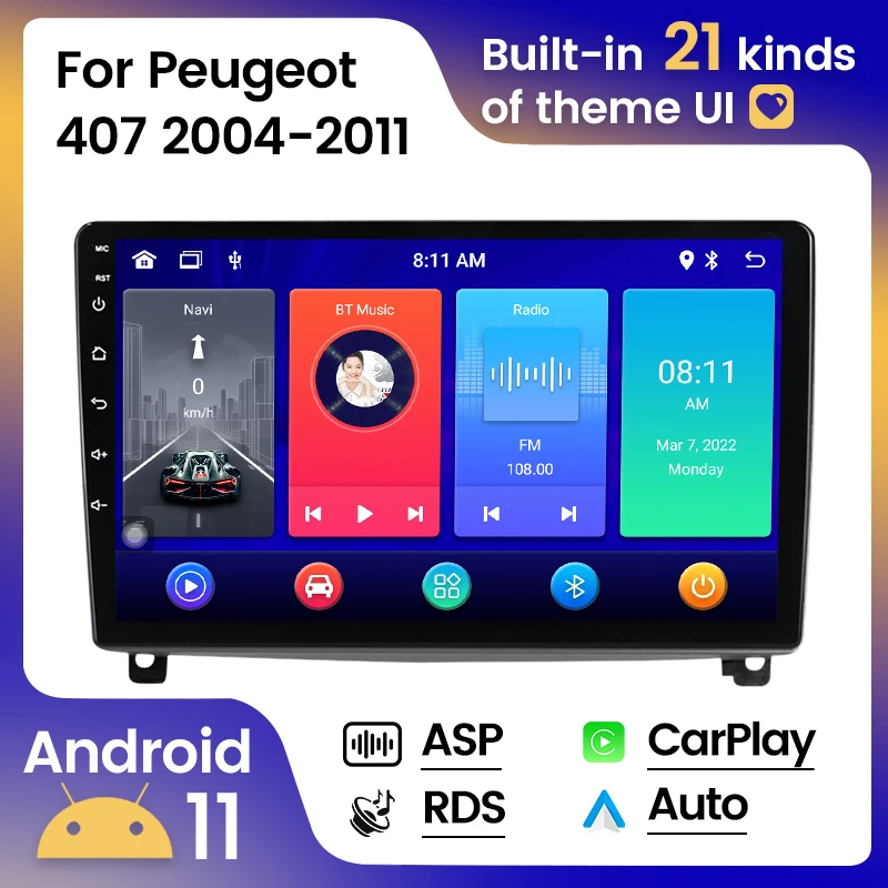 2din Android 11 8g 128g Car Radio For Peugeot 407 1 2004 - 2011 ...
