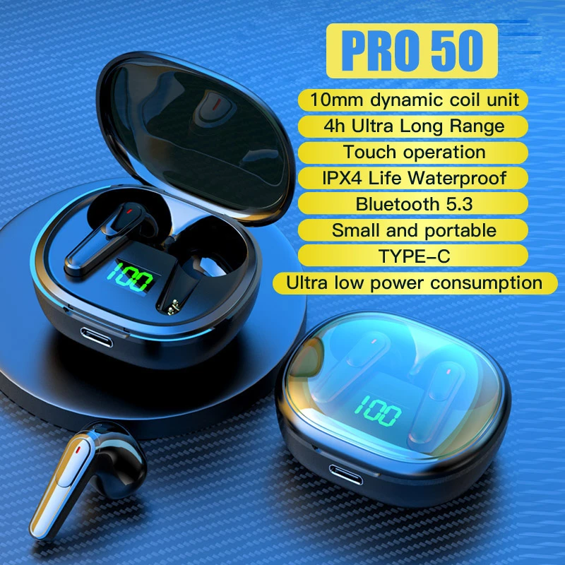TWS-Pro50-Fone-Bluetooth-wireless-headset-5-3-Earphone-bluetooth-HiFi ...