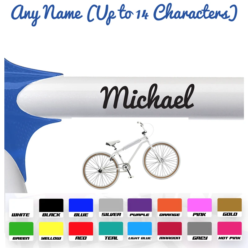 2pcs Name Sticker for Bike Waterproof Decorative Vinyle Decal for ...
