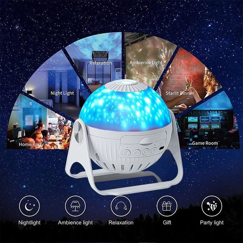 Led 별이 빛나는 하늘 프로젝터 야간 조명 천문관 프로젝션 Usb 회전 야간 조명 갤럭시 스타 프로젝터 램프 7 In