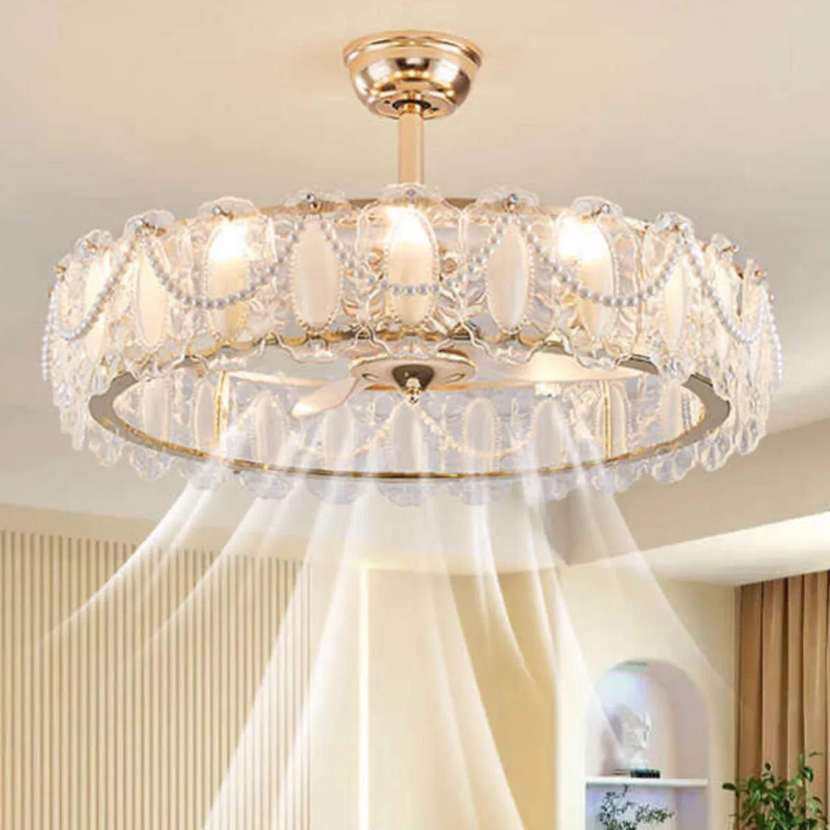 2025 new fan light luxury bedroom ceiling light cream style minimalist ...