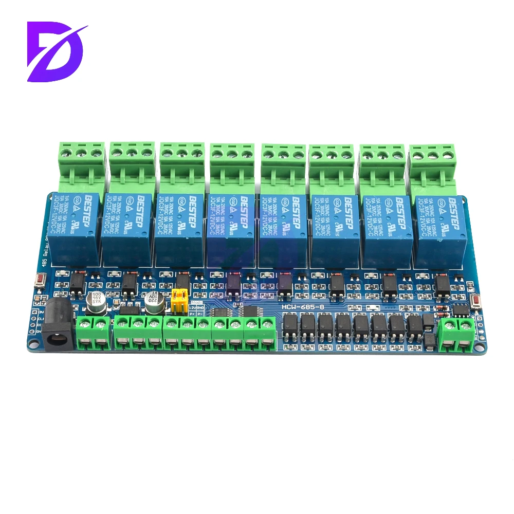 12V 8 Channel Relay Module with OPTO-Isolated High and Low Level ...