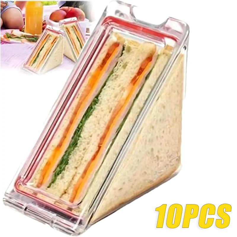 10PCS-Triangle-Sandwich-Container-Portable-Triangular-Transparent-Cake ...