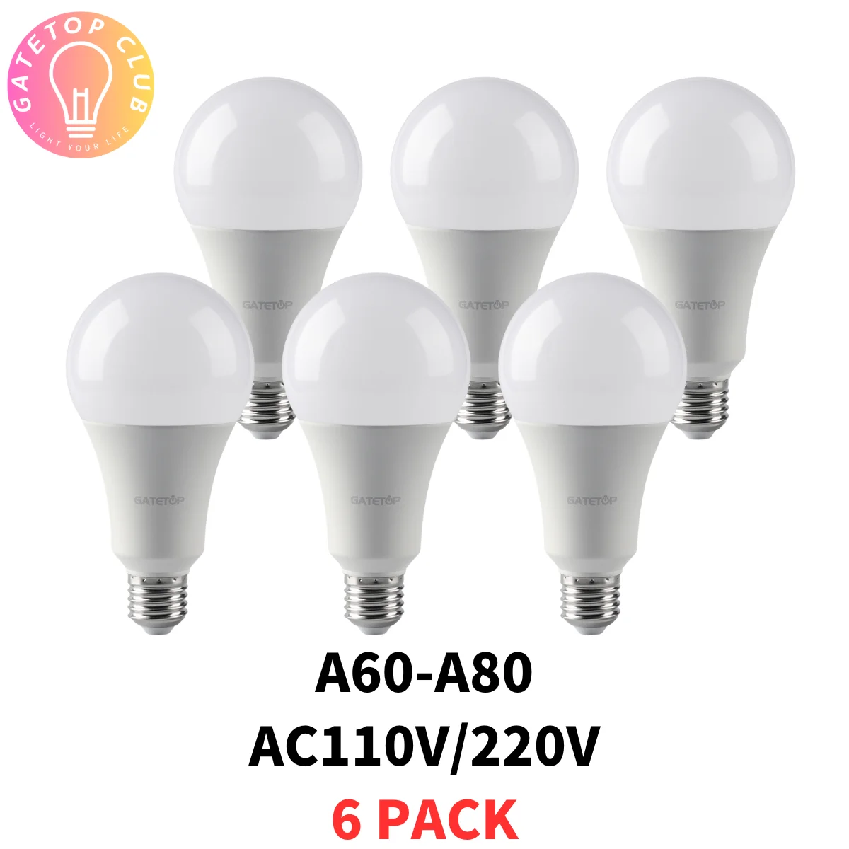 6 Pack A Series LED Bulb 8W 9W 10W 12W 15W 18W 20W 24W AC110/220V E27 ...