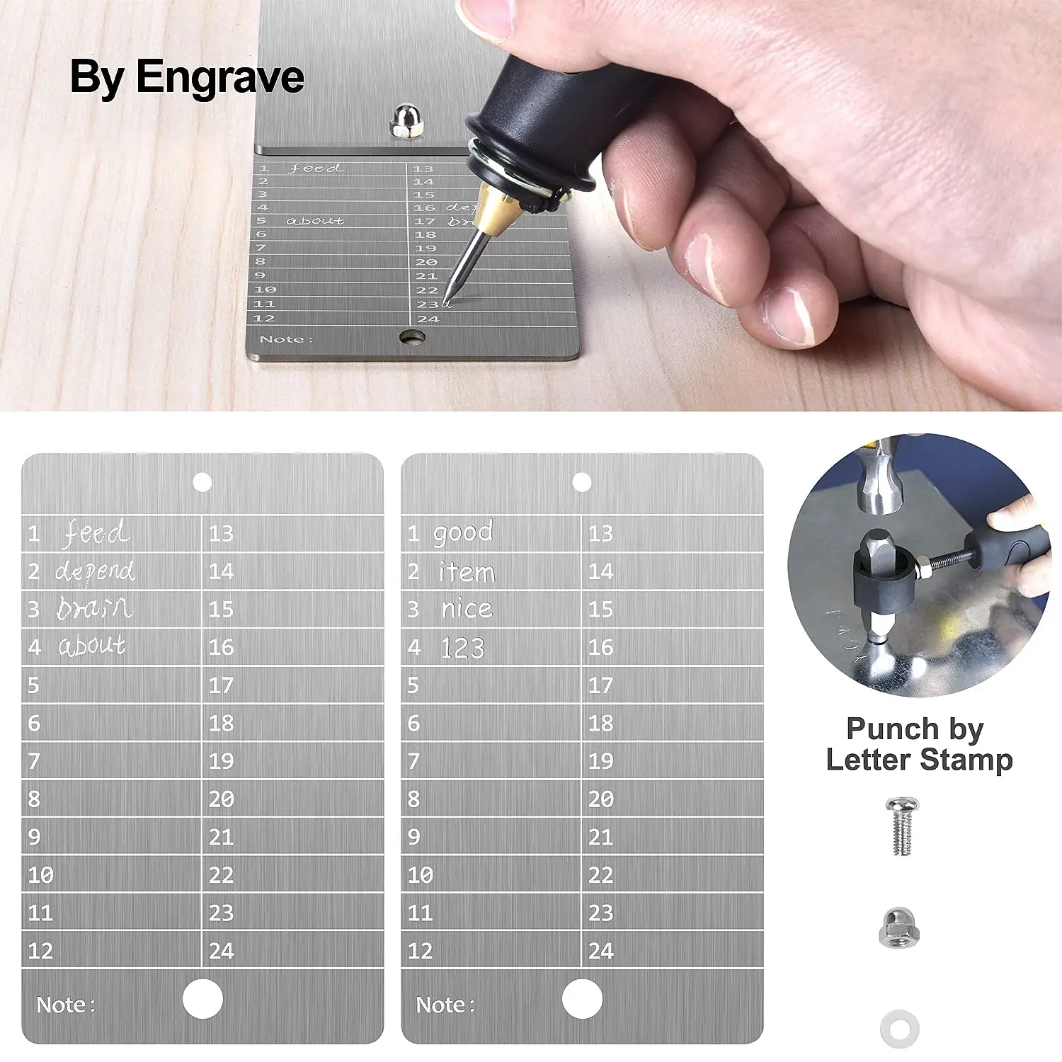 A set of stainless steel cold wallets suitable for cryptocurrency ...