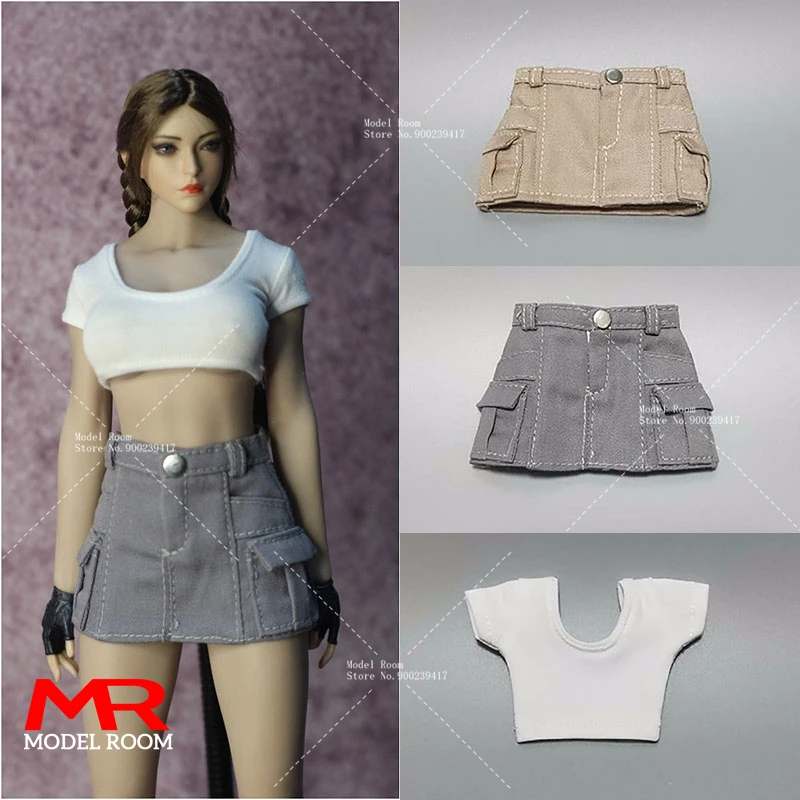 DMTOYS 1/6 Scale Female High Waist Short Skirt White T-shirt Club ...