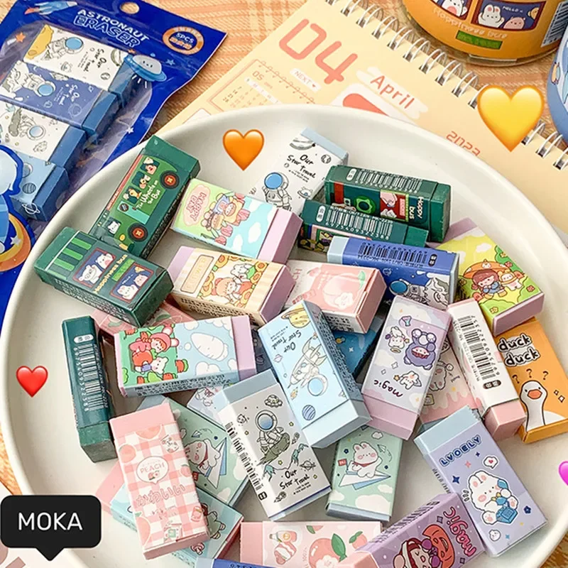 5pcs/set Cute Eraser Kawaii Cartoon Animal Bunny Peach Eraser Lovely ...