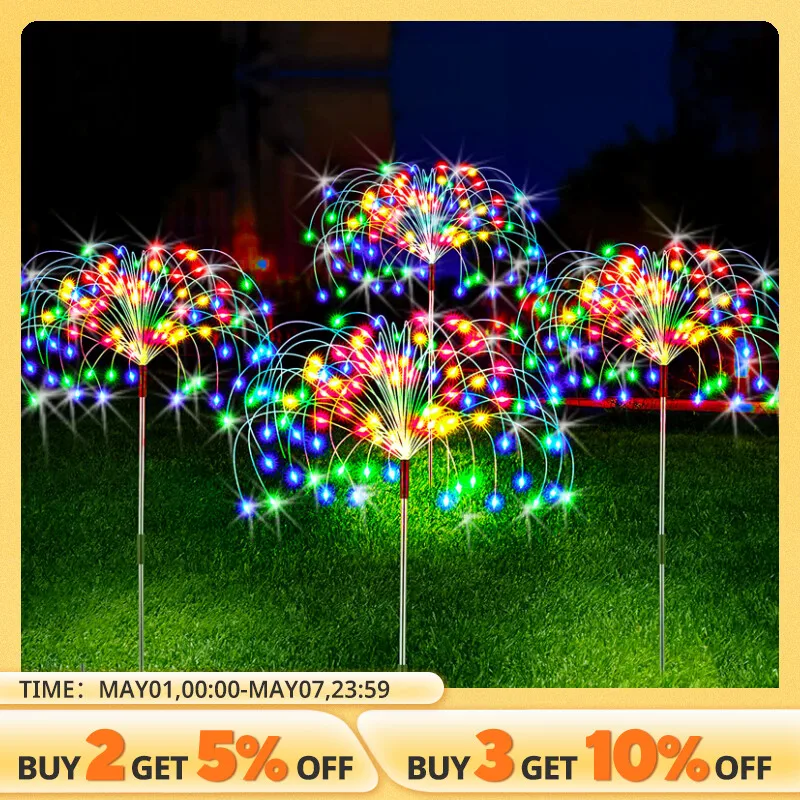 Solar-LED-Firework-Fairy-Lights-Outdoor-Garden-Decoration-Pathway-Patio ...