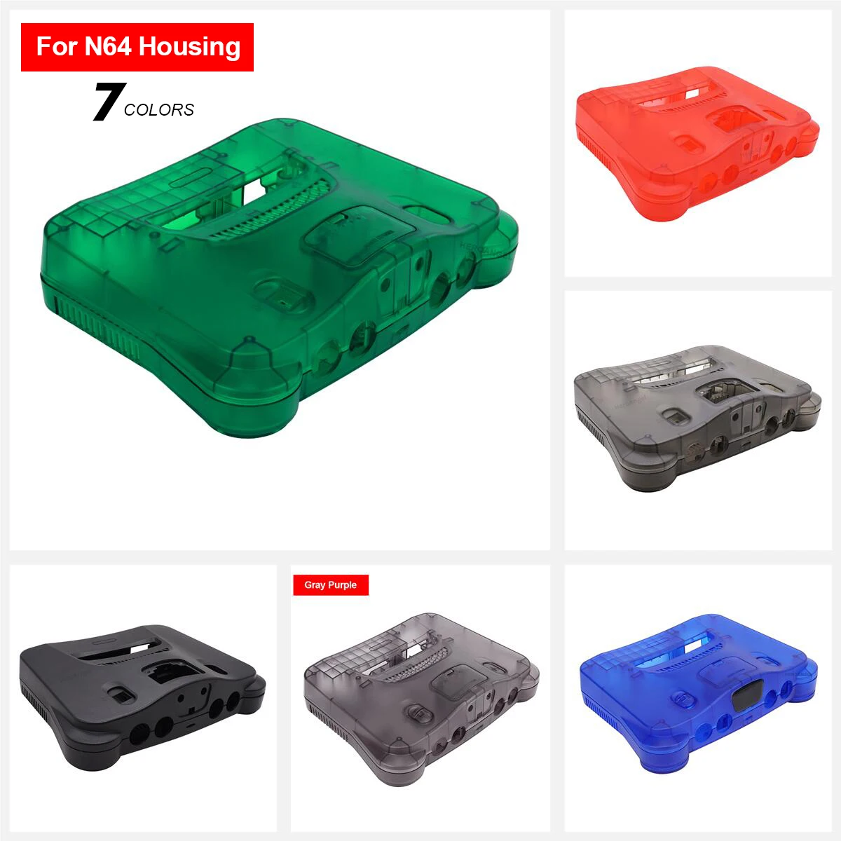 For-N64-Replacement-Plastic-Shell-Translucent-Case-Compatible-with ...