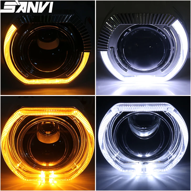 SANVI 2PCS 2.5'' 3'' Angel Eyes Mask Shourd White Yellow Signal Light ...